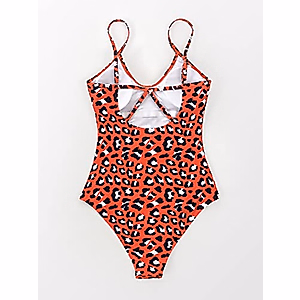 CUPSHE Women's V Neck Leopard Print One Piece Swimsuit,XL