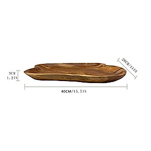 OUEEGER Wood Tray for Decor, Unique Handmade Wood Serving Tray for Fruit Food Table(15.7 INCH)
