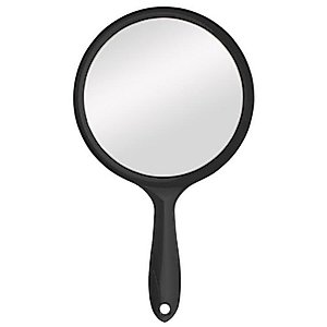 Diane Hand Mirror with 1X and 5X Magnification, Double-Sided Hand Held Mirror with Handle for Salon, Barber, Vanity, Grooming, Shaving, and Travel, Medium, 6" x 11", Black