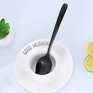 DOITOOL 304 Stainless Steel Sporks Salad Spork Spoon Heavy Duty Spoon Fork for Fruit Dessert Salad Noodle Kitchen Dinnerware (Black)