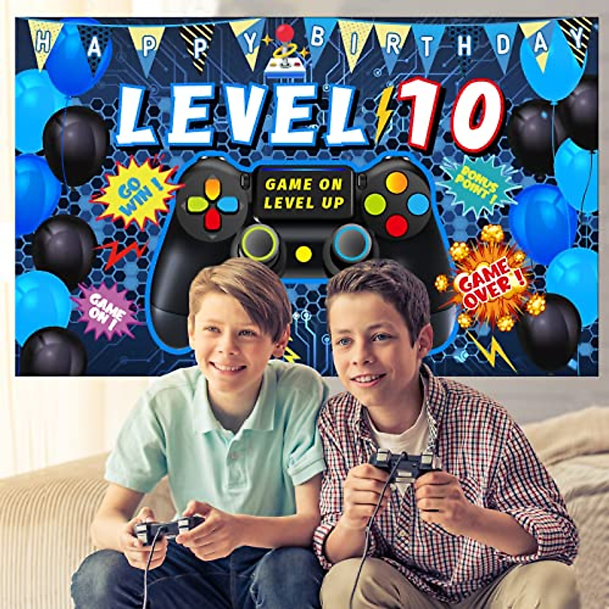 Vlipoeasn 10th Birthday Decorations for Boys 10th Video Game Birthday Decorations 10 Birthday Video Game Backdrop 10 Birthday Backdrop for Boys