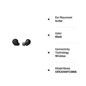 Sony WF-C500 Truly Wireless In-Ear Bluetooth Earbud Headphones with Mic - Black (Renewed)