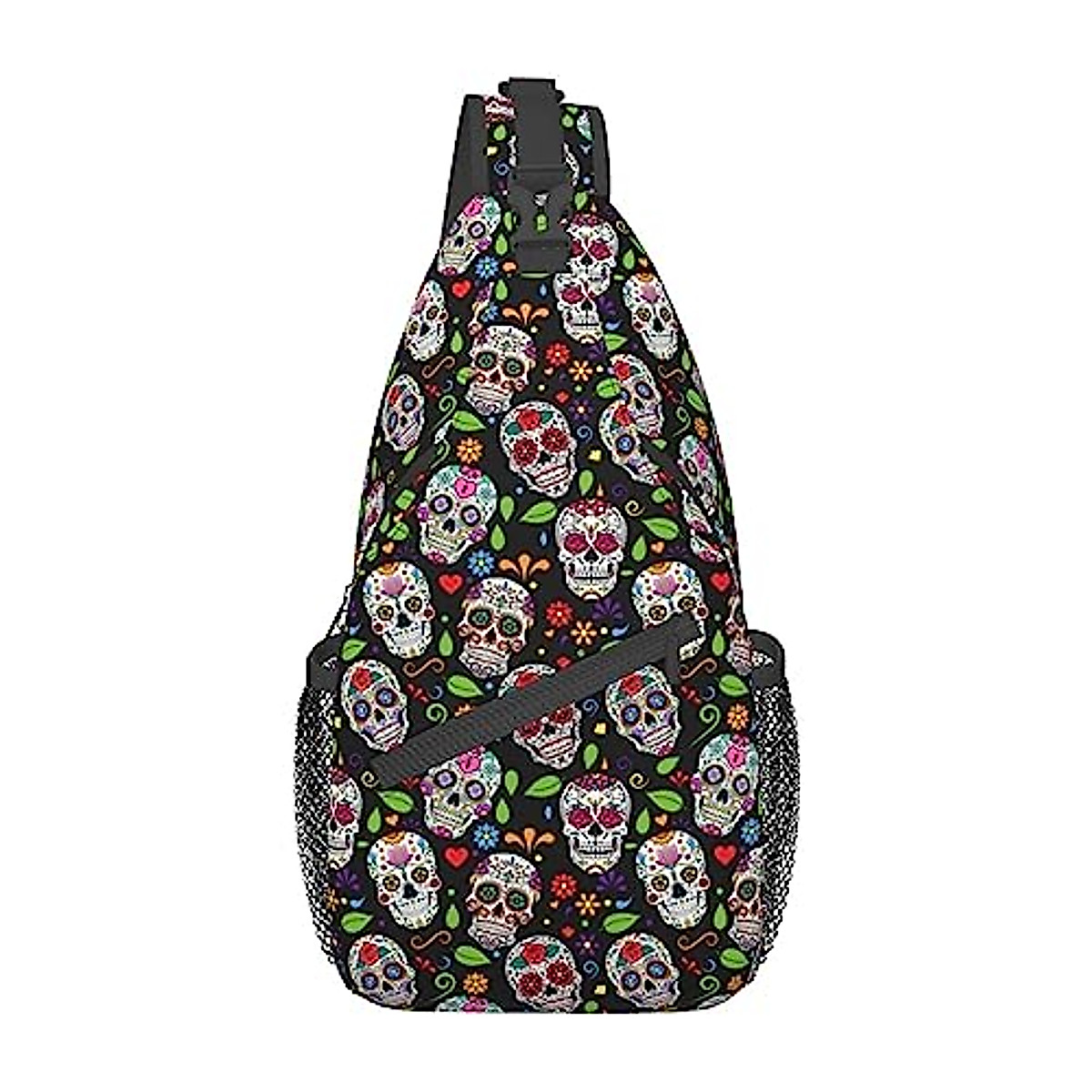 qyopvli Sugar Skull Sling Bag Crossbody Backpack Hiking Travel Daypack Chest Bag Lightweight Shoulder Bag For Women Men