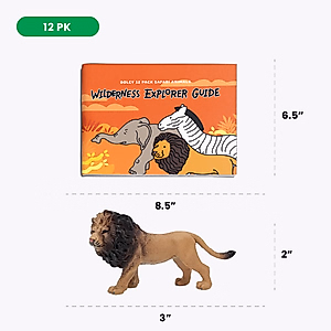 Boley Jungle Safari Animal Set - 12-Piece Detailed Wildlife Figures for Educational Play - Durable Kids Toys Including Elephants, Giraffe, Lion, Tiger, Zebra - Ideal for Party Favors & Classroom