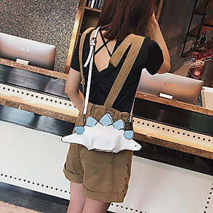 Ondeam Dinosaur Shoulder Purses,PU Stegosaurus CrossBody Bag for Girl Women(White)