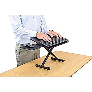 KT3 Ergonomic Computer Keyboard Stand Adjustable Height Angle Negative Tilt for standing up raise keyboards to standing height sit stand up on desk riser holder tray platform lift above desk black
