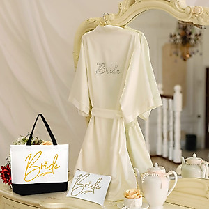 10 Pieces Bridesmaid Tote Bags,Bridesmaid Gift Bags Wedding Canvas Tote Bag with Zipper Bride Bridesmaid Bags for Wedding Bridal Shower Bachelorette Proposal Party Favor Present