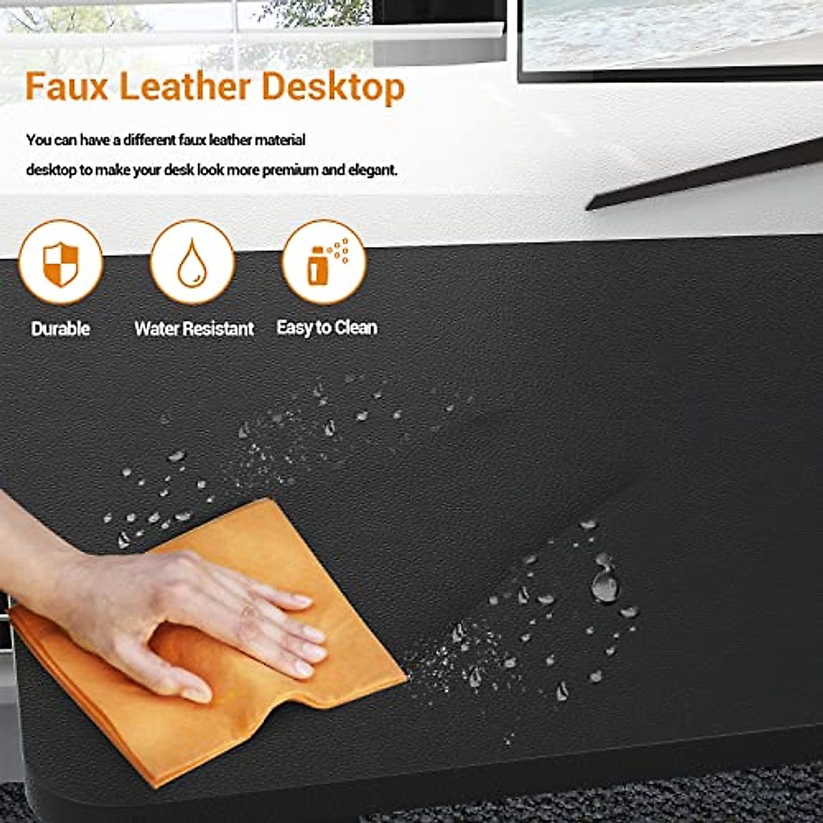 Unikito 55inch Computer Desk with Cabinet, Large Black L Desk with LED and Charging Station, Home Office Desk with Door and Storage, Office Desk with Power Outlet, Gaming White Desk PC Table