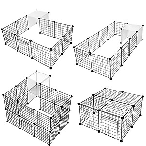 Kilodor Pet Playpen, Small Animal Cage Indoor with Door, 16 Panels DIY Metal Yard Fence, Indoor House for Guinea Pig, Kitten, Rabbit, Bunny, Puppy