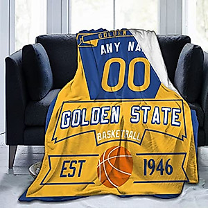 Custom Basketball City Blanket Personalized Fan Gift Throw Blanket Add Your Name & Number Decorative for Bedroom Living Room