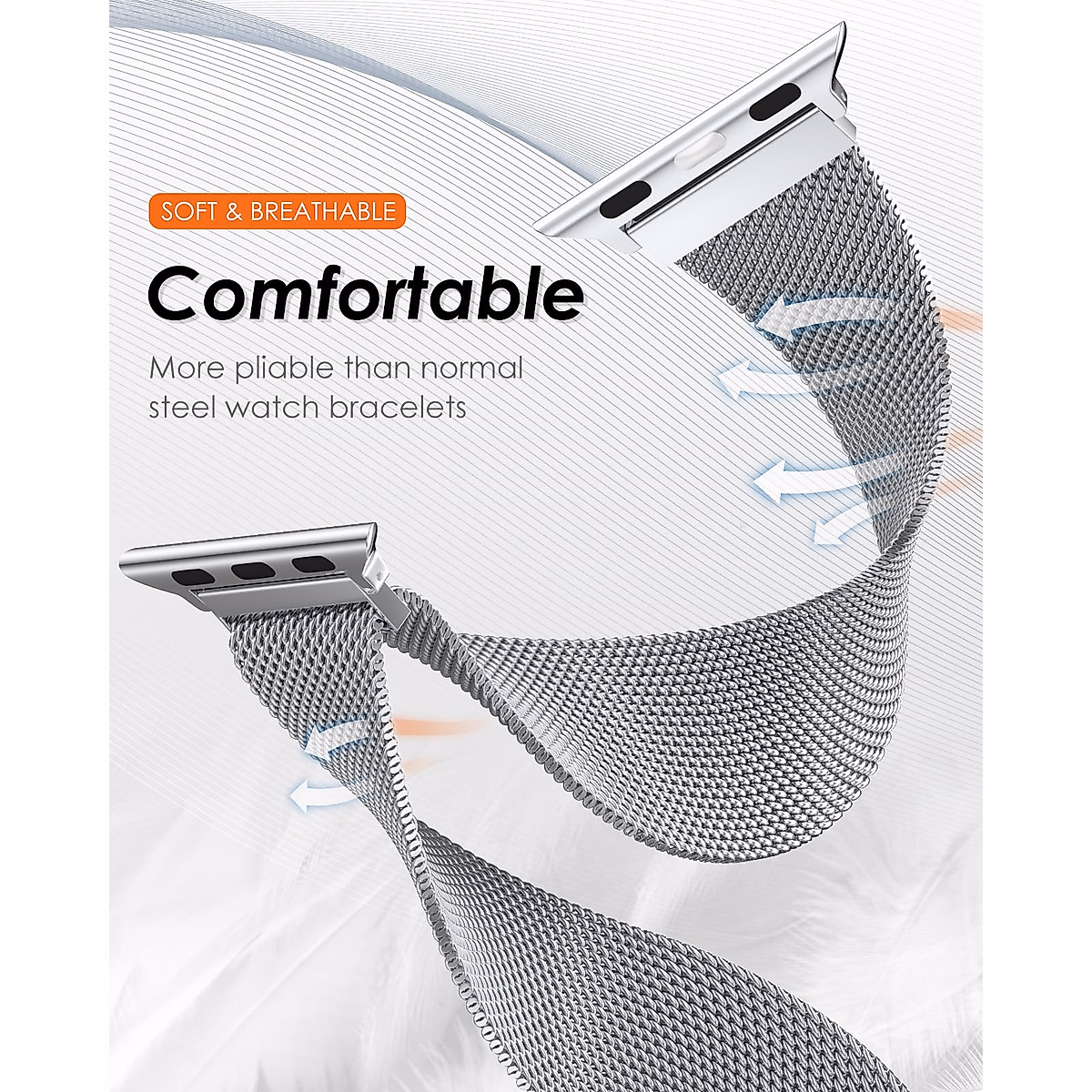 Patented Milanese Loop Compatible with Apple Watch Band 46mm 38mm 40mm 41mm 42mm 44mm 45mm 49mm for Women Men, Magnetic Bands Compatible with iWatch Series 10 9 8 7 6 5 4 3 SE Ultra 2 1