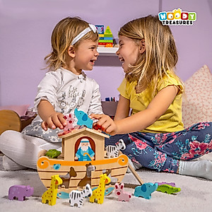 woody treasures Wooden Toys - Noah's Ark Toy (Educational & Development Toys, Great Gift for Girls and Boys)