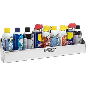 Extreme Max 5001.6194 Wall-Mount Aluminum Aerosol Storage Shelf for Enclosed Trailer Shop Garage Storage - 8-Can Capacity, Silver