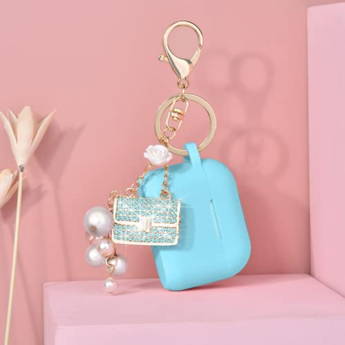 Case for Airpods Pro 2nd Generation - VISOOM Bling Airpods Pro 2 Cases Cover Women Silicone iPods Pro 2 Earbuds Wireless Charging Case Girl Glitter Keychain for Apple Airpod Gen Pro 2 Blue