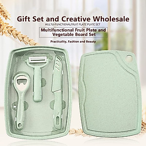 Fruit Cutting Board and Knife Box ,Multifunction Kitchen Tool Set with Fruit Knife, Bottle Opener,Cutting Board,Fruit Dish for Camping,Picnic and BBQ