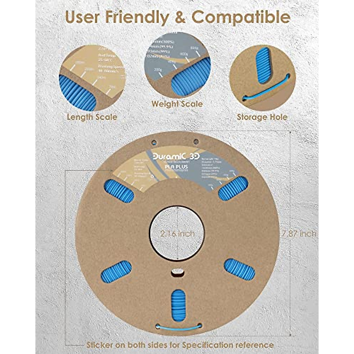 PLA Plus Black and Electric Blue Bundle, 3D Printing Filament Professional Tough PLA Plus 1.75mm Dimensional Accuracy +/- 0.05 mm, 1kg/Spool