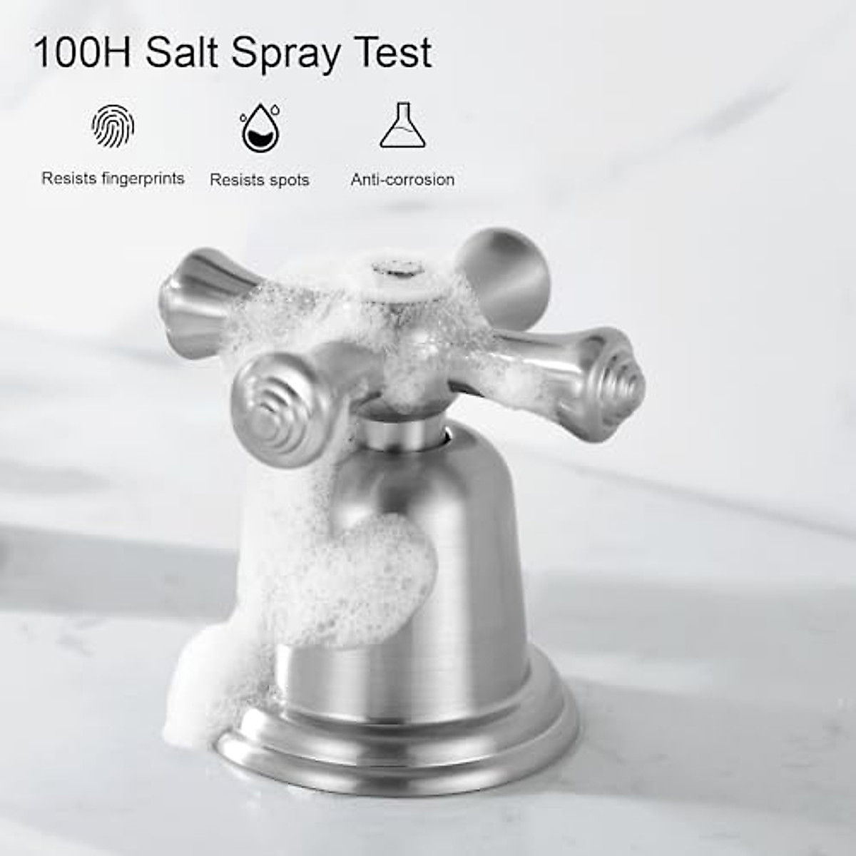 RKF Faucet- Replacement Classic Cross Knobs Handles with Valve Faucet Accessory Faucet Parts Faucet Kit Brushed Nickel W033