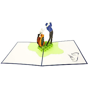WOWPAPERART Golf - 3D Pop Up Greeting Card for All Occasions - Love, Birthday, Retirement, Congratulations, Thank You, Get Well, Fathers, Mothers Day- Fold Flat, Envelope Included (Golf Player)