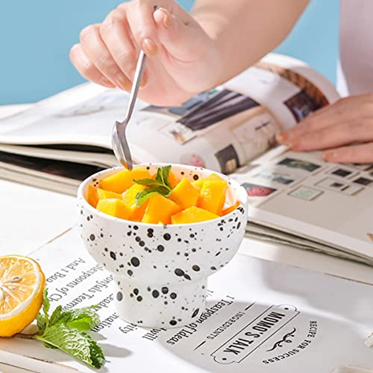 PAREKS 1pc Snack Tasters Dessert Cereal Trifle Bowls White Parfaits Yogurt Party Mixing Cups Multipurpose Milk Dishes Kitchen Soda Glass Drinking Juice Ceramic Footed Sauce