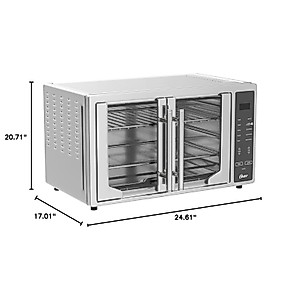Oster Air Fryer Oven, 10-in-1 Countertop Toaster Oven, XL Fits 2 16" Pizzas, Stainless Steel French Doors