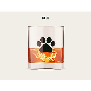 Spotted Dog Company Printed 11oz Whiskey Rocks Glass, I'm O.L.D, Only Likes Dogs, Paw Print, CM01
