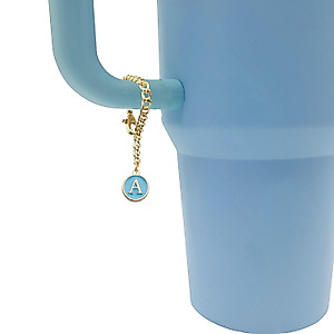 Tovly 6PCS Straw Cover Cap Stanley Cup Accessories Initial Personalized Letter Charms Reusable 10mm Flower Silicone Straw Tips Lids Protectors Stanley 30&40 Oz Tumblers (3PCS Letter A+3PCS Flower)