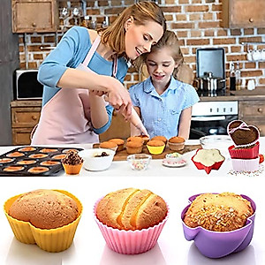 Silicone Cupcake Liners, 40Pcs Silicone Cupcake Baking Cups Reusable Muffin Liners, 10 Shapes