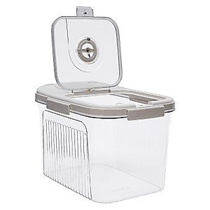 ZXTINGSHOP Food Containers, Plastic Grain Storage Container with Lid and Timer, Food Storage Bins Airtight Kitchen Storage Containers with Measuring Cup (white-L)