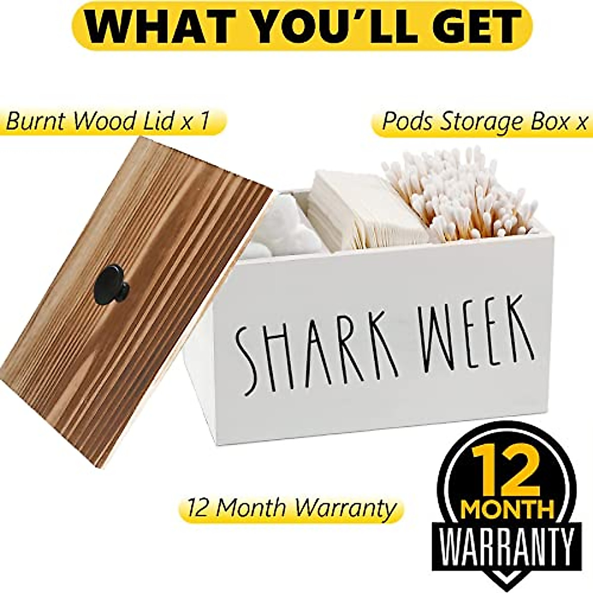 Tampon Holder for Bathroom,Farmhouse Bathroom Organizer,Rustic Wood Bathroom Storage Bin with Lid, Wood Movable Partition Feminine Product Organizer with Lid ,Bathroom Accessories Decor Box (Rustic)