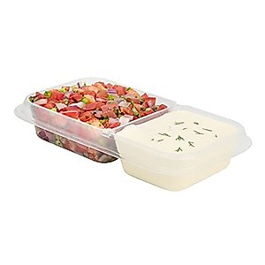 Restaurantware TRAYS ONLY: Futura 15.2 Ounce Trays For Containers 100 Microwavable Trays For 24 34 And 44 Ounce Containers - Containers Sold Separately 2 Compartments Clear Plastic Food Trays