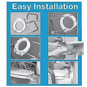 Carex 3.5 Inch Raised Toilet Seat with Arms - For Round Toilets - Elevated Toilet Riser with Removable Padded Handles, Easy On and Off, Support 250 lbs