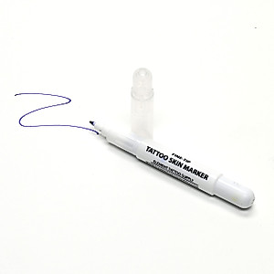 ELEMENT TATTOO SUPPLY - Fine Tip Tattoo Skin Markers Pen Purple For Thinner Thin Lines Disposable Short Stencils Dot Lines Markings Body Piercing Microblading 5 Markers (Purple-Thin-5pk)