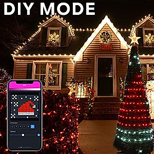 Outdoor Christmas Tree with Lights, 6FT DIY Collapsible Christmas Tree with App&Remote Control 314 LED Sync Music Timer Prelit Christmas Tree Light Show for Indoor Outdoor Xmas New Year Decoration
