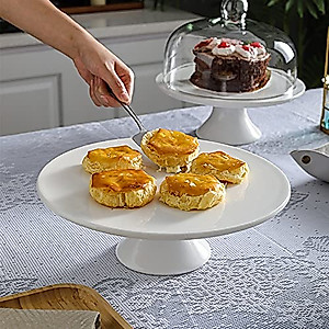 9-Inch Porcelain Cake Stand, Round Dessert Stand, Cake Stand for Dessert Table, White Round Ceramic Dessert Display Stands Cupcake Holder, Cupcake Stand for Wedding, Birthday Party, Baby Shower