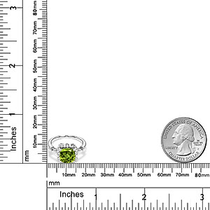 Gem Stone King 925 Sterling Silver 8MM Cushion Gemstone Birthstone and White Created Sapphire Engagement Ring | Wedding Engagement Anniversary Promise Ring For Women