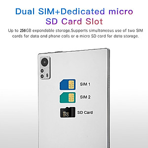 GOWENIC 10 inch Octa Core Tablet, for 11 Tablets 6GB RAM 256GB Storage, IPS HD Large Screen Tablet Computer, Dual Sim Card Slot, 4G Internet 5GWIFI, 7000mah (Silver)