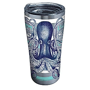 Tervis Octopus Triple Walled Insulated Tumbler Travel Cup Keeps Drinks Cold & Hot, 20oz, Stainless Steel