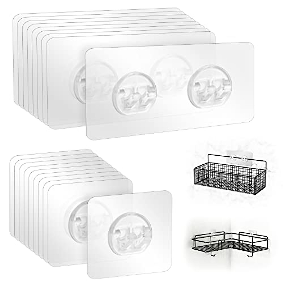 Rcybeo 20 Pack Shower Caddy Adhesive Hooks Replacement, Adhesive Hooks for Shower Strong Sticker Hooks for Bathroom Replacement,No Drilling Shower Kitchen Accessories