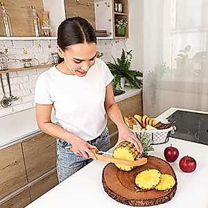 TYOARO Wooden Bread Bow Knife, Cherry (16") - Serrated Sourdough Cutter for Homemade Bagels, Baguettes and More - Right-Handed, Cuts Thin, Even Slices - Premium Stainless Steel