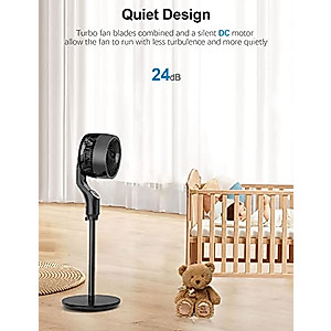 Pedestal Fan for Bedroom,VCK 42“ Standing Floor Fan with 360° Oscillating Air Circulator,32 Speeds,4 Modes,24db Ultra Quiet DC Motor,24H Timer,Child Lock,Smart Remote Control for Home, Office, Indoor