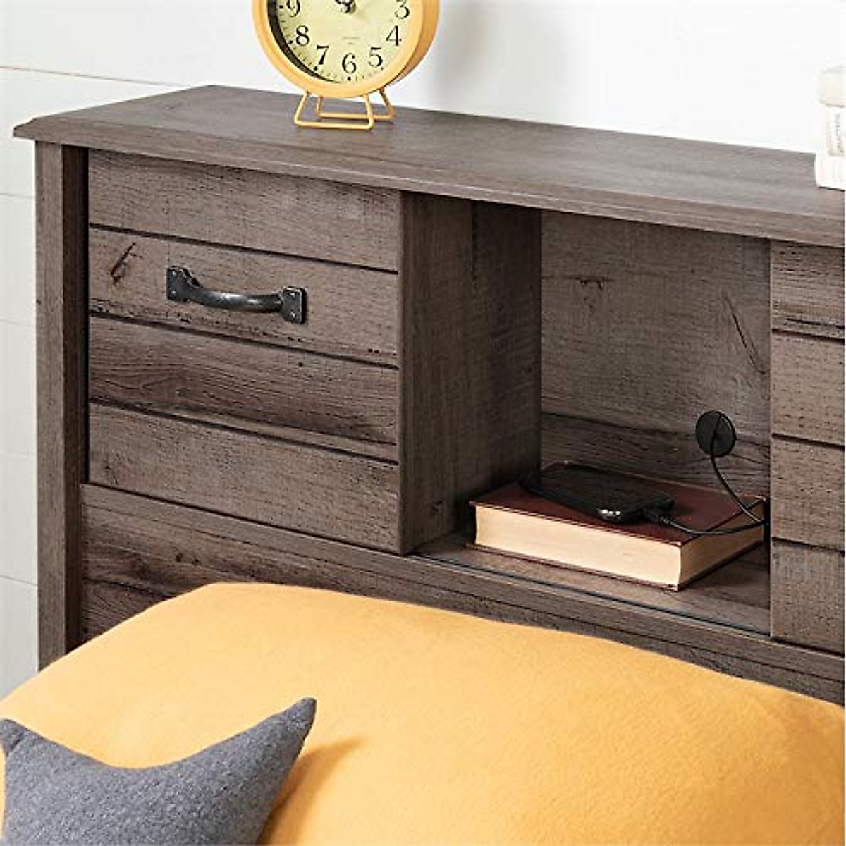 South Shore Ulysses Twin Bookcase Headboard, Fall Oak