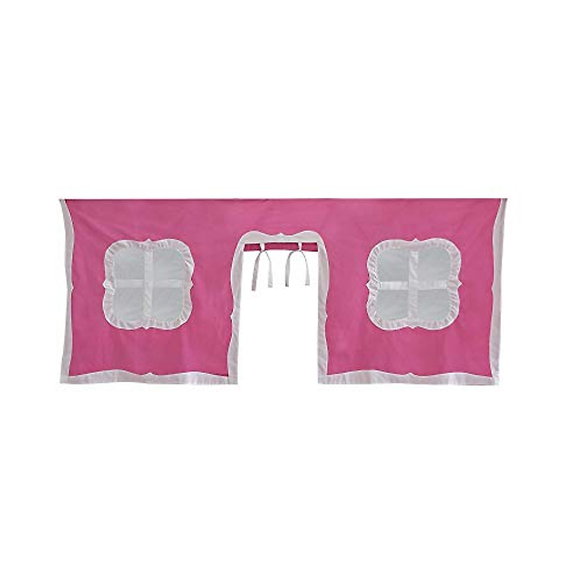 Max & Lily Underbed Curtain for Low Bunk Bed/Low Loft Bed, Play Curtain for Kids, Cotton Privacy Curtain for Bottom Bunk, 2 Panel Curtain Set Hot Pink/White