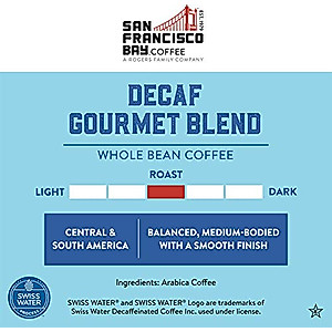 San Francisco Bay Whole Bean Coffee - DECAF Gourmet Blend (2lb Bag), Medium Roast, Swiss Water Processed