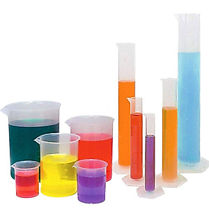Buytra 5 Sizes Clear Plastic Graduated Cylinders (10 25 50 100 250ml) 5 Pack Plastic Beakers Set- 50, 100, 250, 500, 1000ML