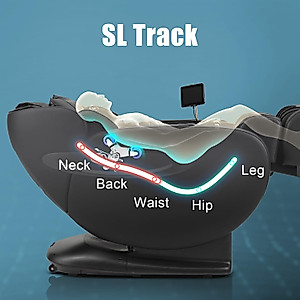 MYNTA Massage Chair MC3100, Full Body Zero Gravity SL Track 3D Massage Chair with Calf Roller Massage, Voice Control, Thai Stretch, Black