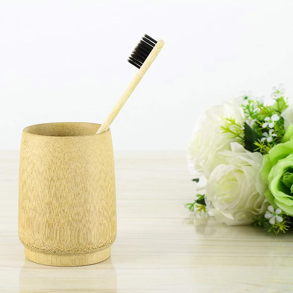 SourceTon Pack of 12, Natural Bamboo Toothbrushes, Soft Bristles Charcoal Bamboo Toothbrush