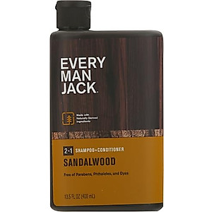Every Man Jack Daily Shampoo+Conditioner for All hair types, Sandalwood, 13.5 Fluid Ounce