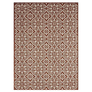 Nicole Miller New York Patio Country Danica Transitional Geometric Indoor/Outdoor Area Rug, Terracotta/Ivory , 7'9"x10'2"