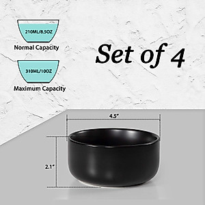 Hoxierence - 10 Oz Ceramic Small Bowls, Matte Meal Prep Round Bowl Set, Suitable for Small Side Dishes, Yogurt, Rice, Pudding, Souffle, Set of 4