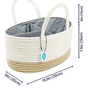 Casaphoria Caddy Organize Woven Cotton Rope Basket Caddy Baskets for Storage,Cotton Basket,Basket for Gift with Removable Inserts Towels Portable Soft Baskets,White and Yellow